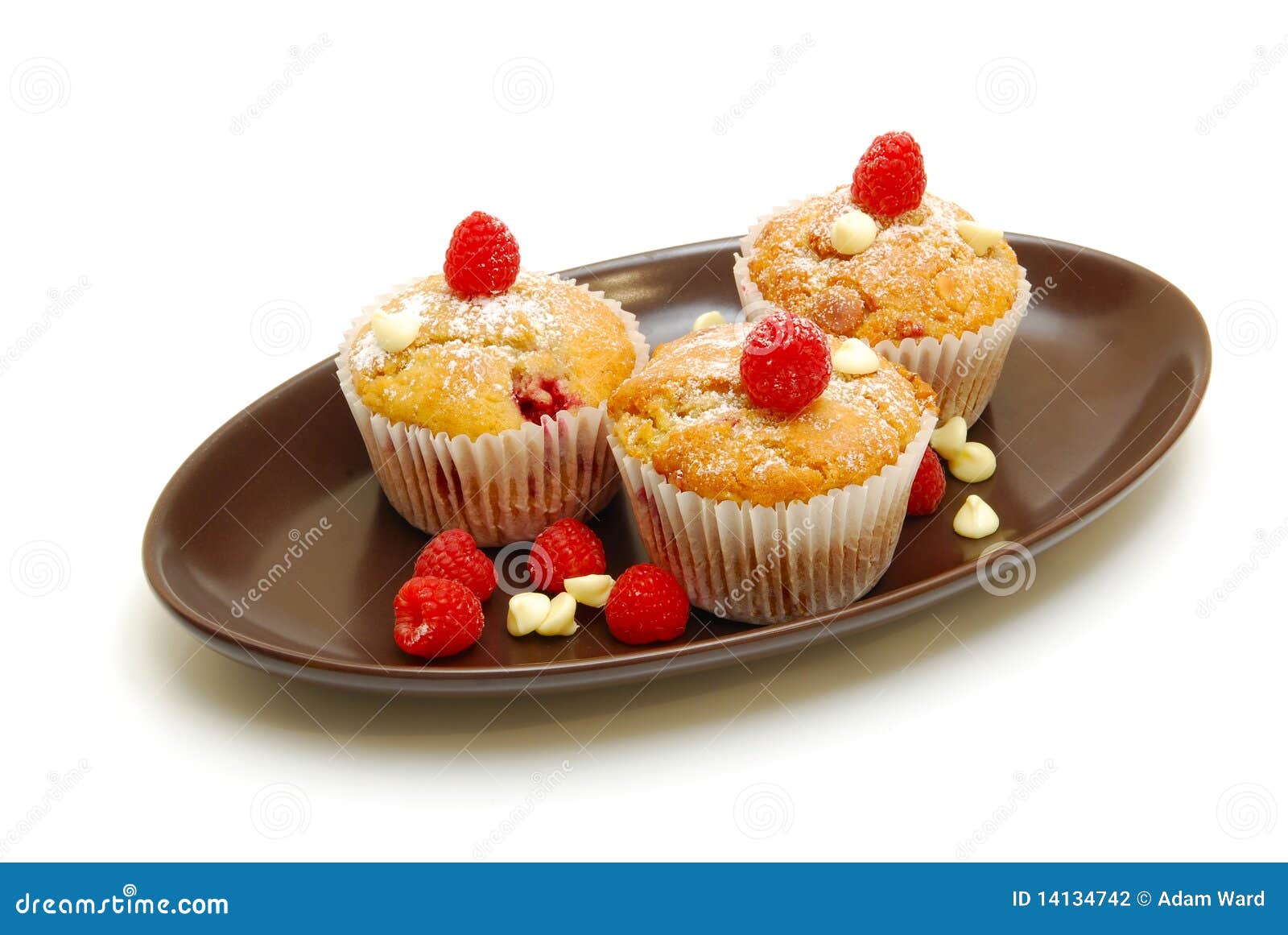 Berry Muffins on Plate Isolated Stock Photo - Image of dessert, fresh ...
