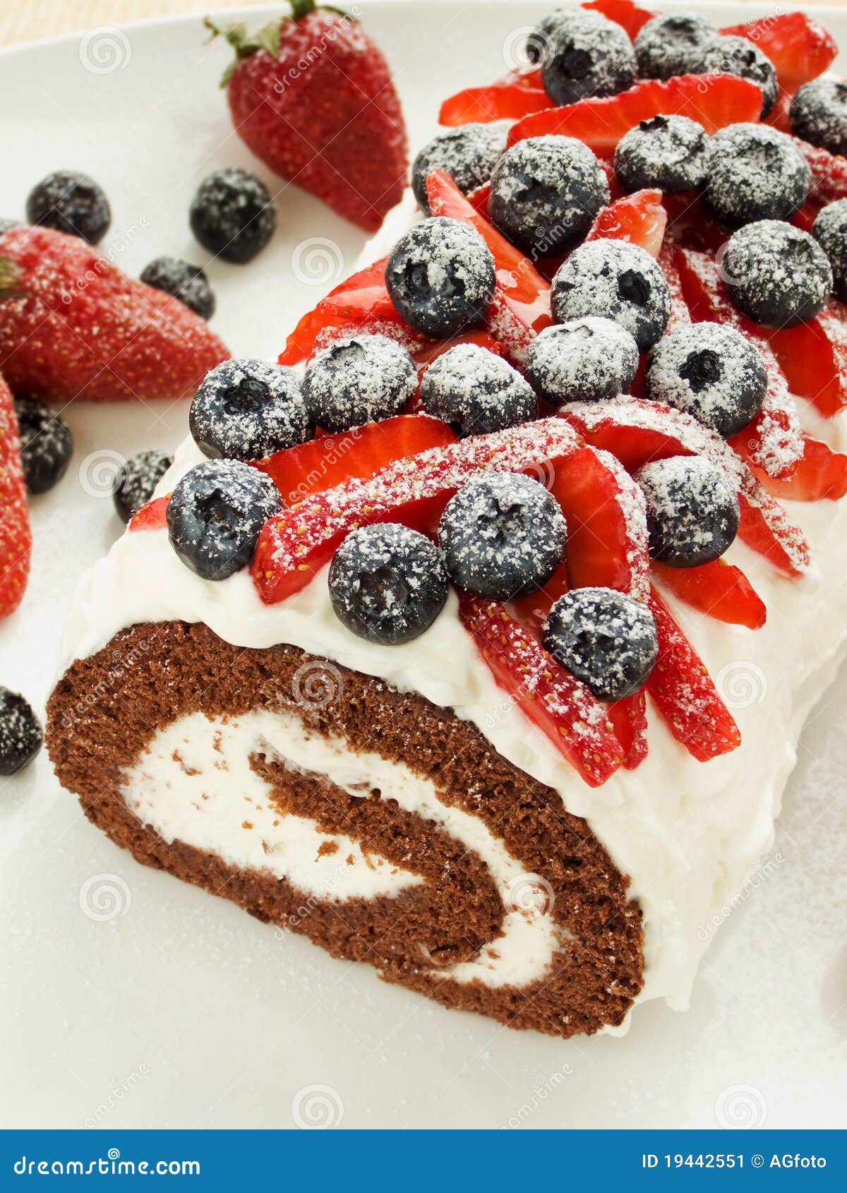 Berry roulade stock image. Image of fruit, fresh, covered - 19442551