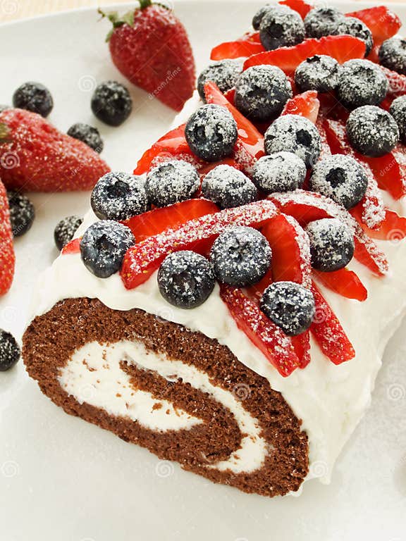 Berry roulade stock image. Image of fruit, fresh, covered - 19442551