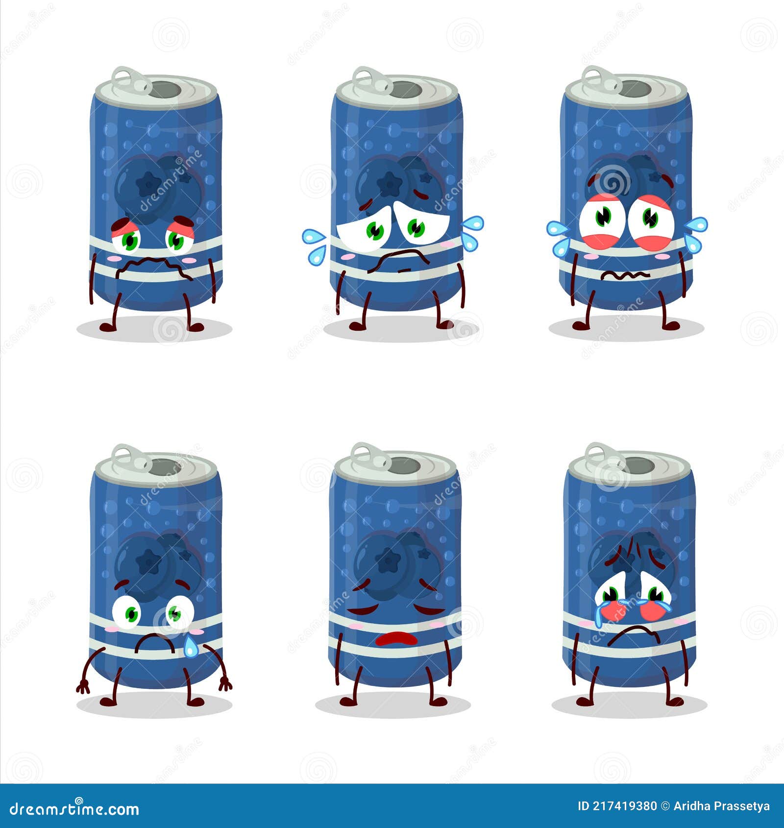 Berry Soda Can Cartoon Character with Sad Expression Stock Vector ...