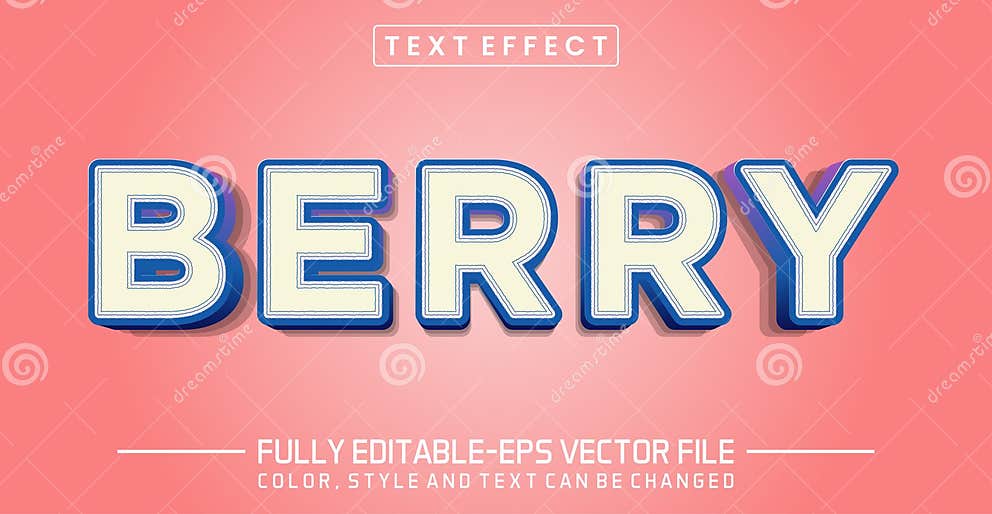 Berry Text 3d Editable Style Effect Stock Illustration - Illustration ...