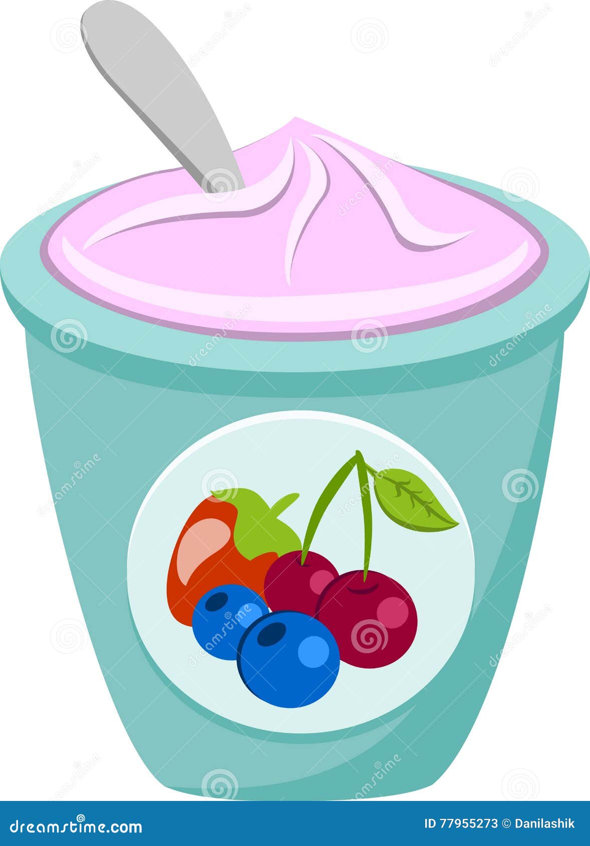 Berry Yoghurt Realistic Composition Vector Illustration | CartoonDealer ...