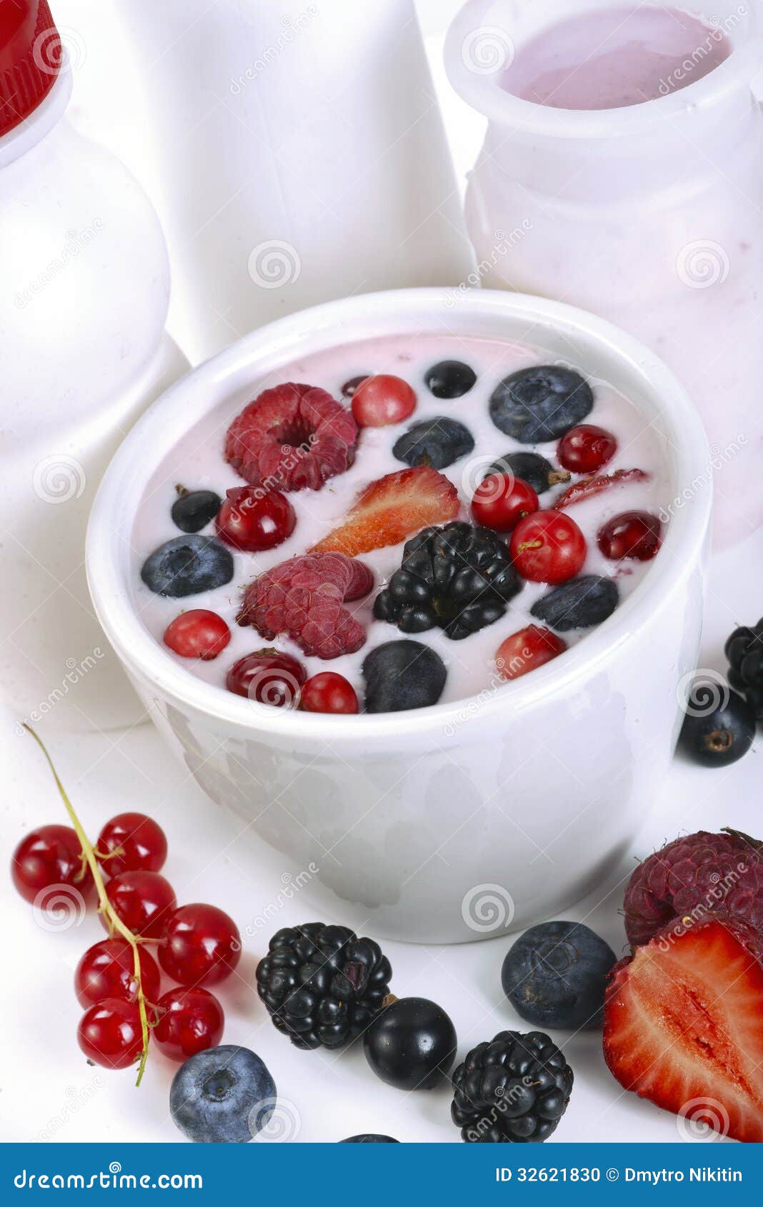 Berry yogurt with berries stock photo. Image of milk - 32621830