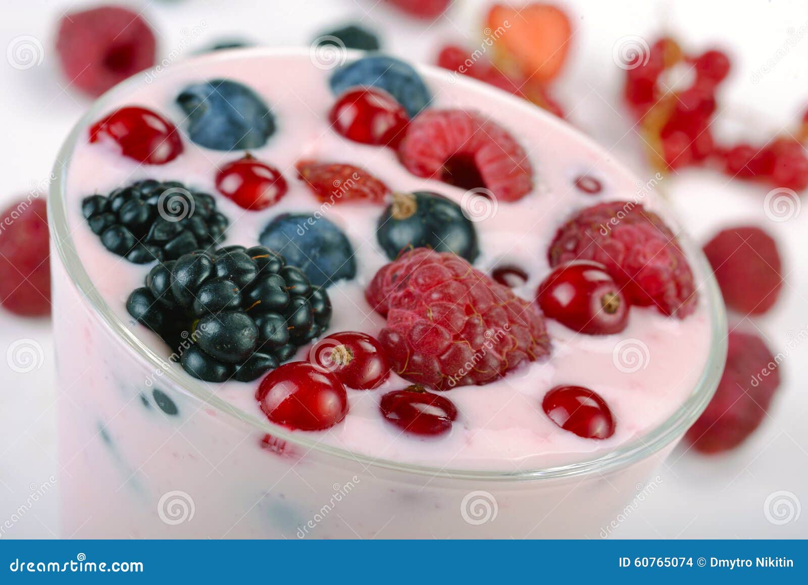 Berry yogurt with berries stock photo. Image of strawberry - 60765074