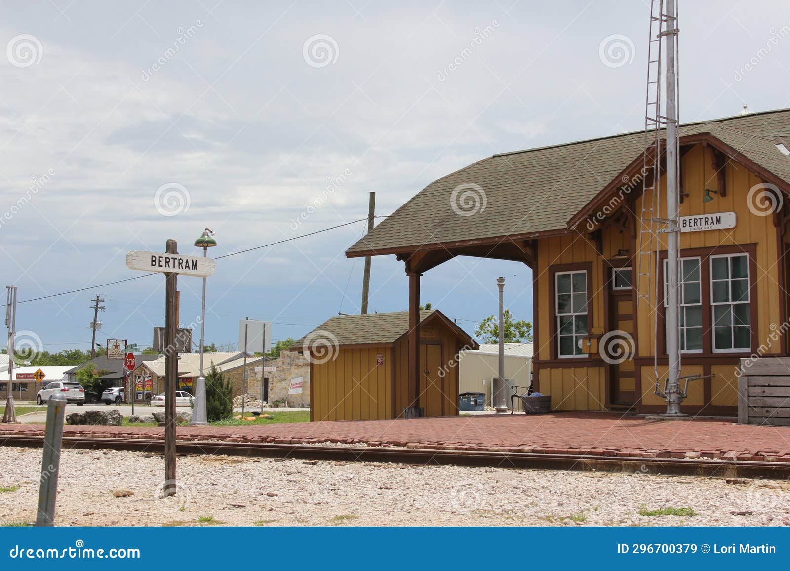 Bertram, TX - June 8, 2023: Historic Train Depot on Cloudy Day in ...