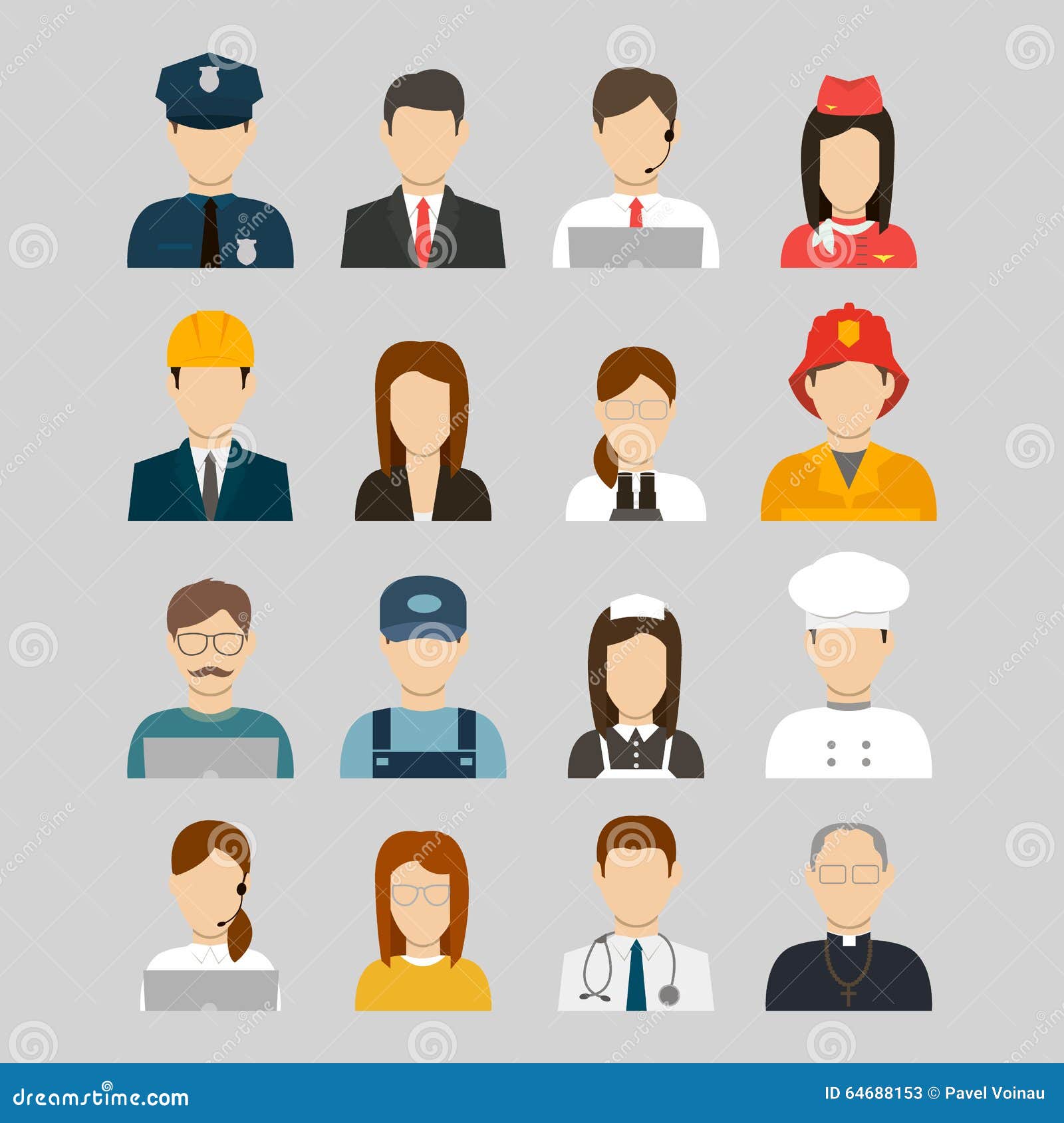 Berufe Vector Flache Ikonen Vektor Abbildung - Illustration von person ...