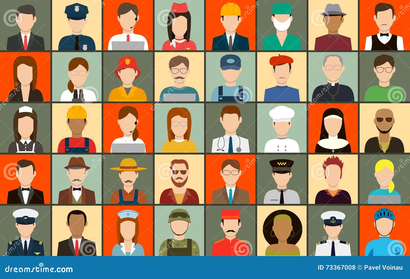 Berufe Vector Flache Ikonen Stock Abbildung - Illustration von mann ...