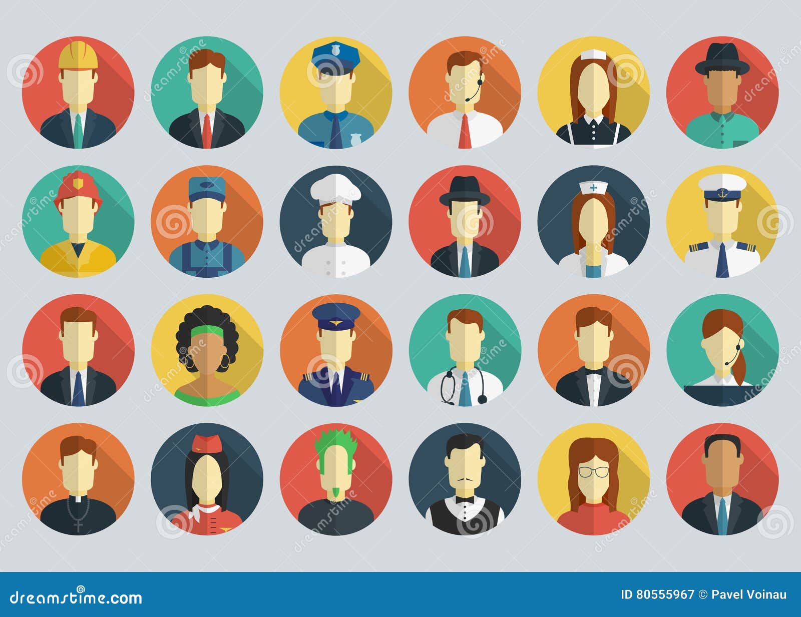 Berufe Vector Flache Ikonen Vektor Abbildung - Illustration von ...