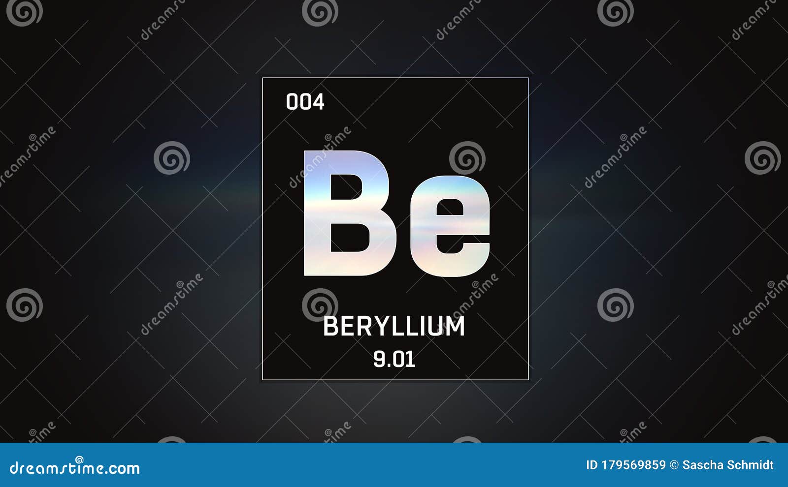 Beryllium As Element 4 of the Periodic Table 3D Animation on Grey ...