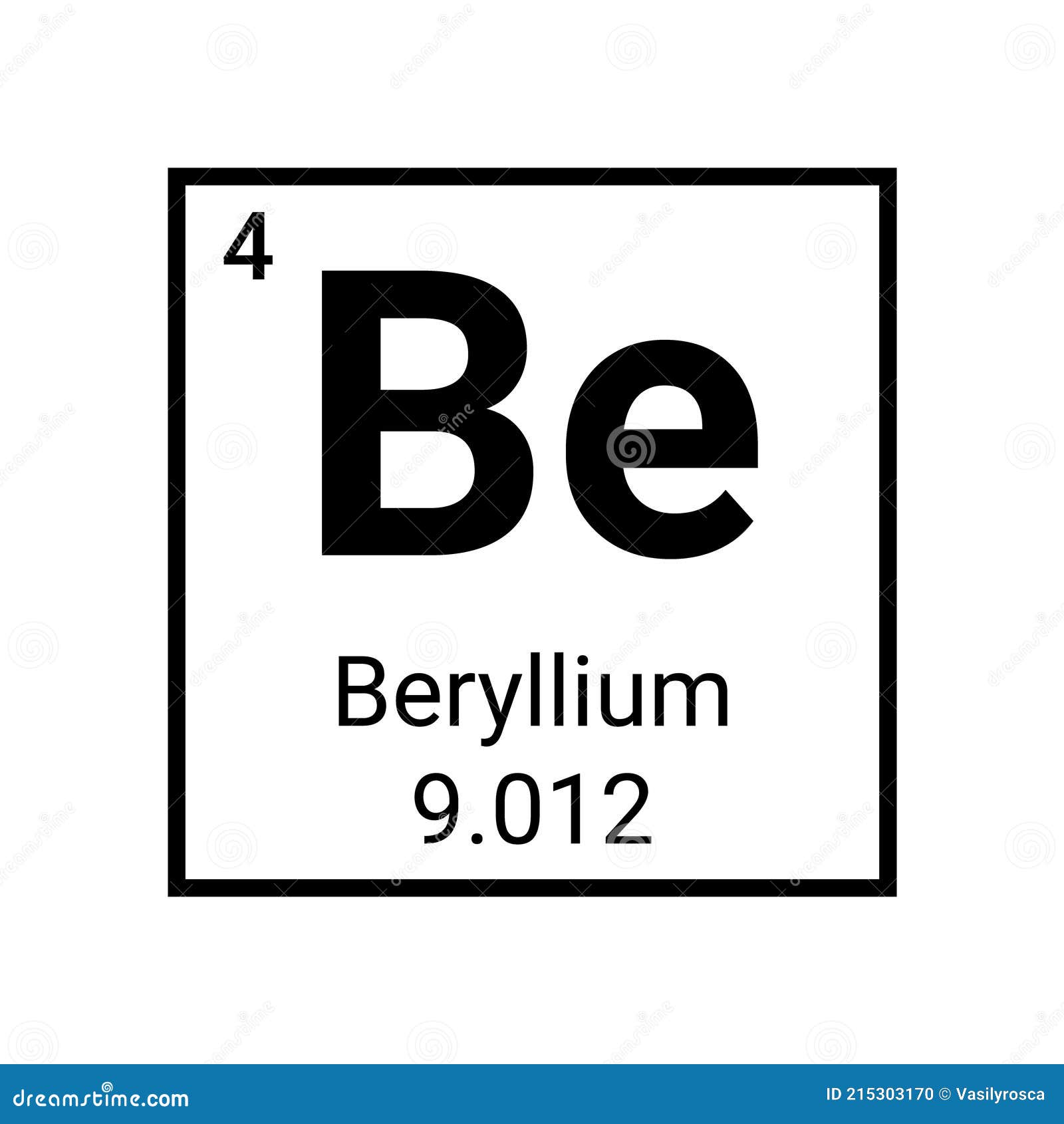 Beryllium As Element 4 Of The Periodic Table 3D Animation On Blue ...