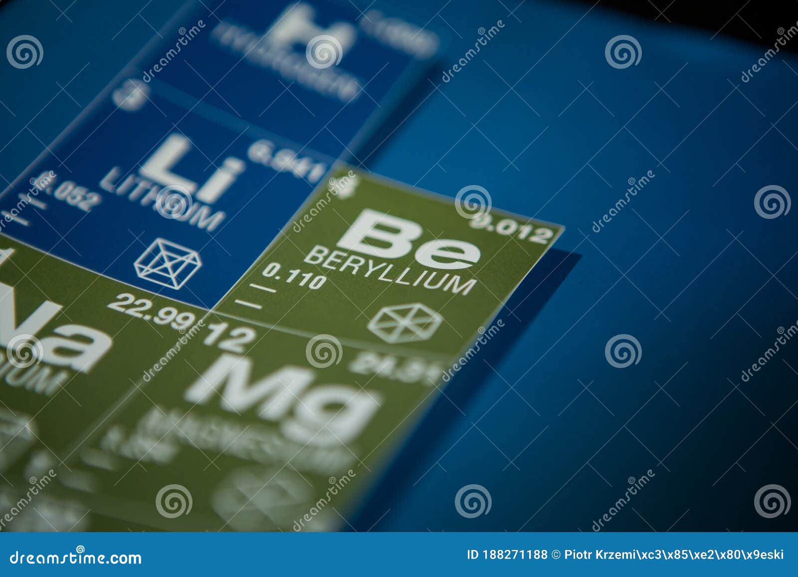 Beryllium on the Periodic Table of Elements Stock Photo - Image of ...