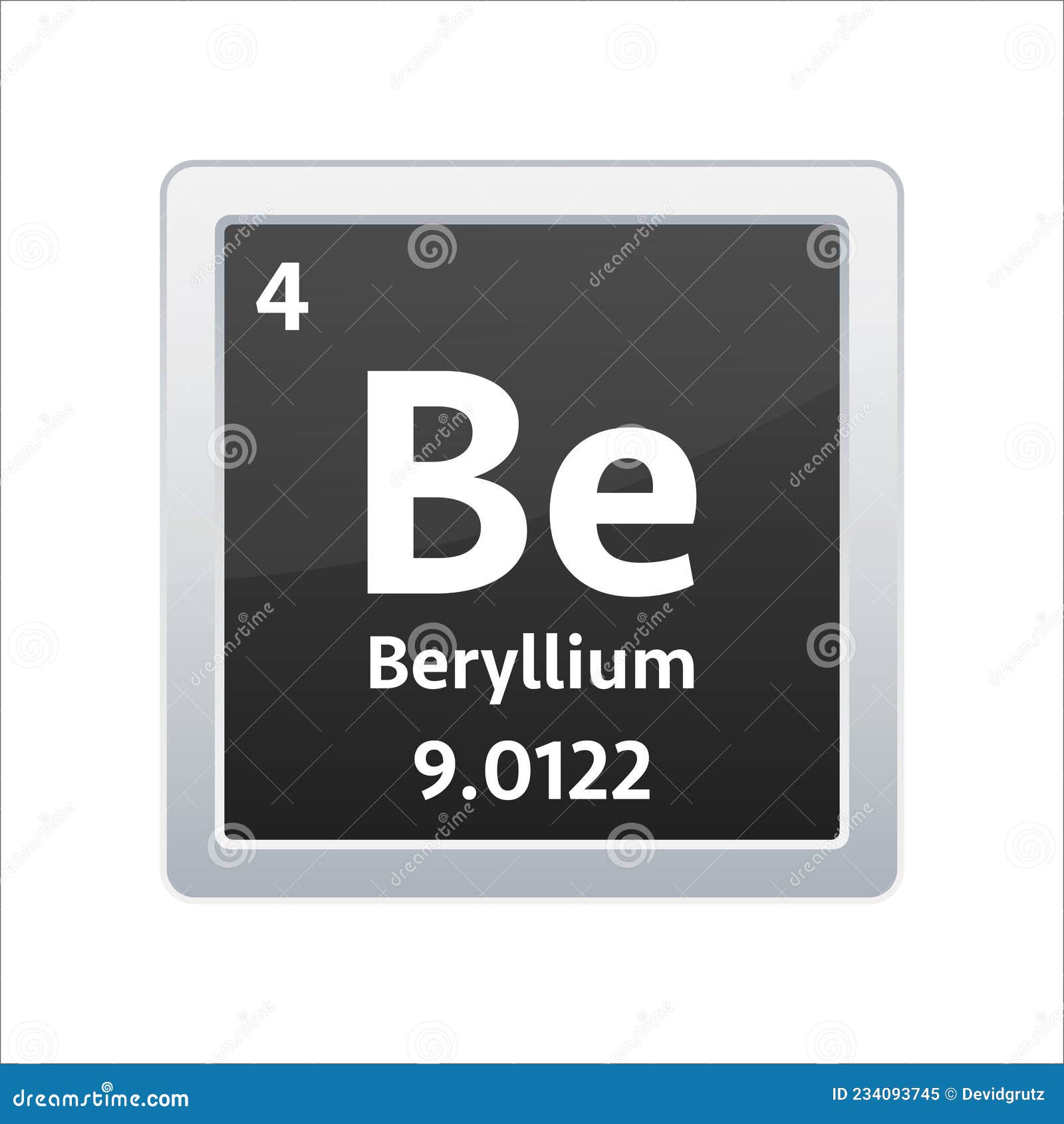 Beryllium Symbol. Chemical Element of the Periodic Table. Vector Stock ...
