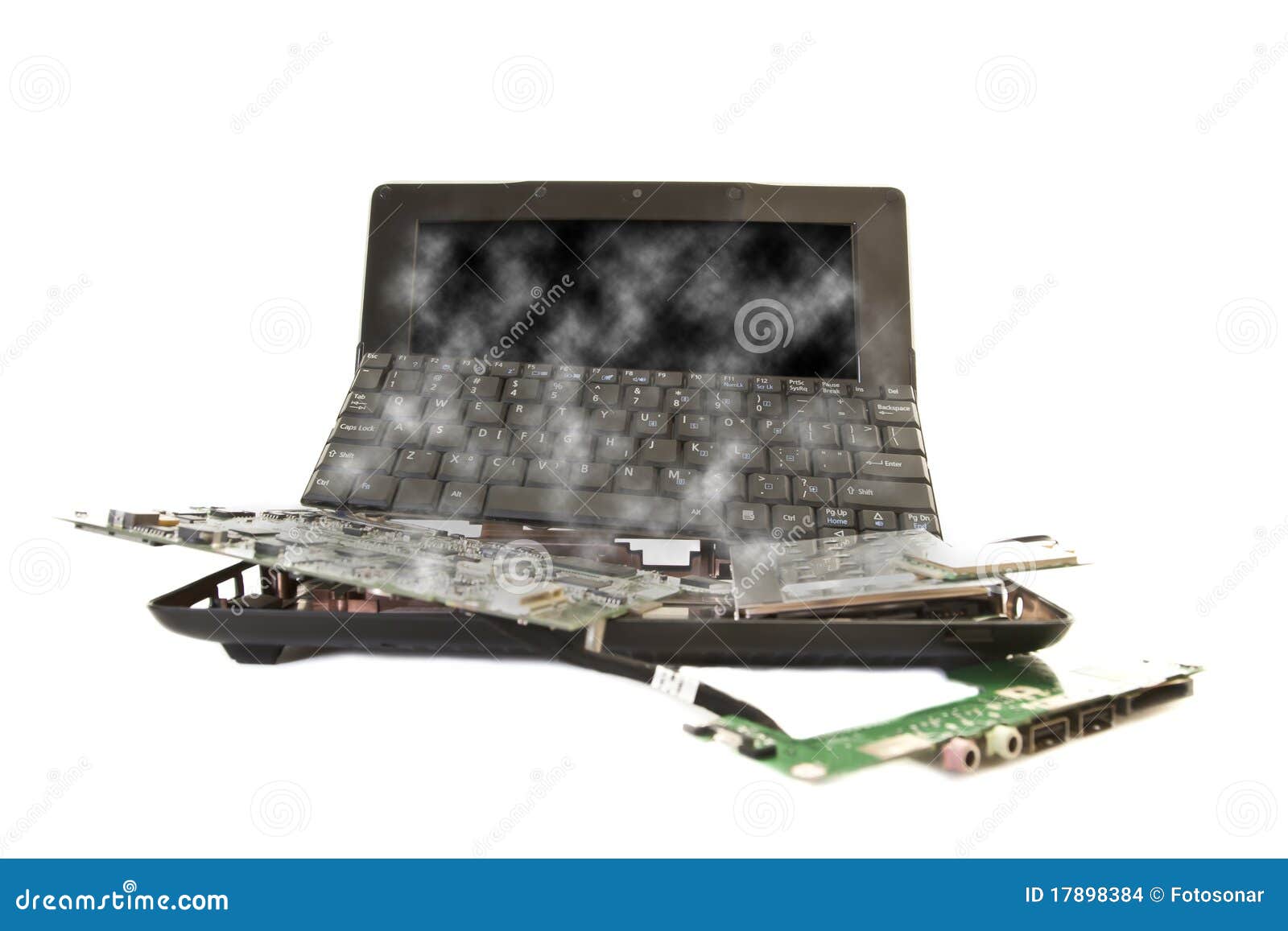 Beschadigde Computer Die in Delen Wordt Gebroken Stock Foto - Image of ...