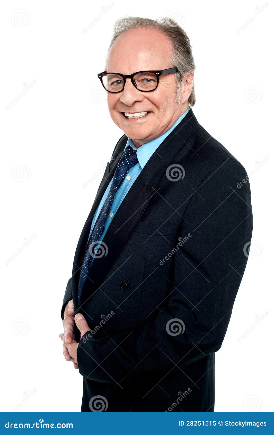 Bespectacled Businessman Posing Sideways Stock Image - Image of happy ...