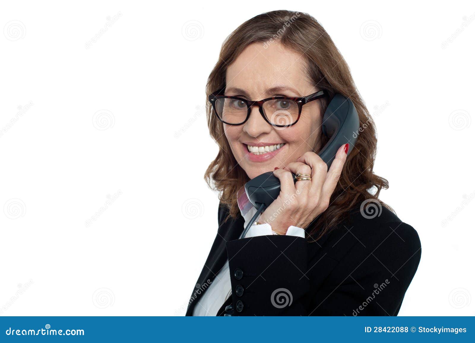 Bespectacled Woman Talking Over the Phone Stock Photo - Image of happy ...