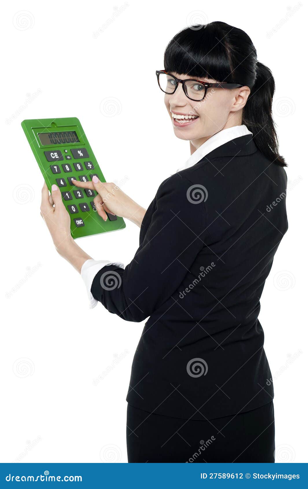 Bespectacled Woman Turning Back Stock Photo - Image of employee ...
