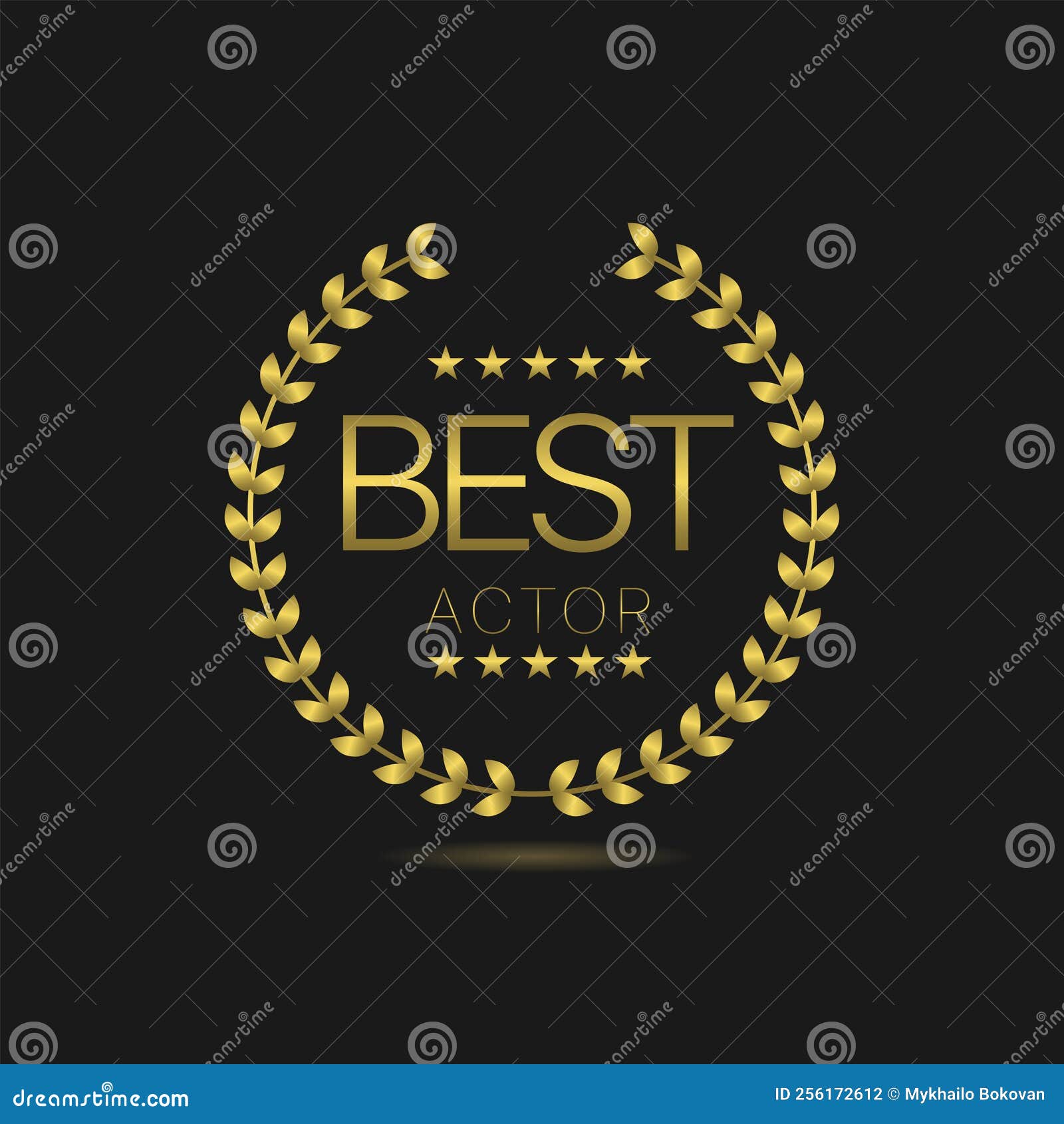 Best Actor Golden Laurel Wreath Label Stock Vector - Illustration of ...