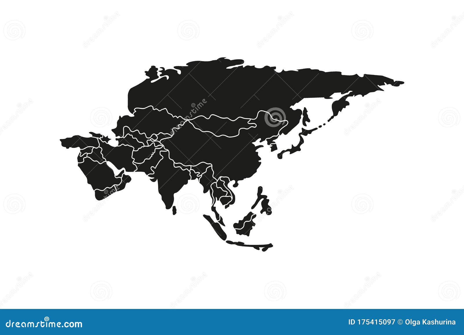 Asia Outline Map Vector Illustration | CartoonDealer.com #13119024