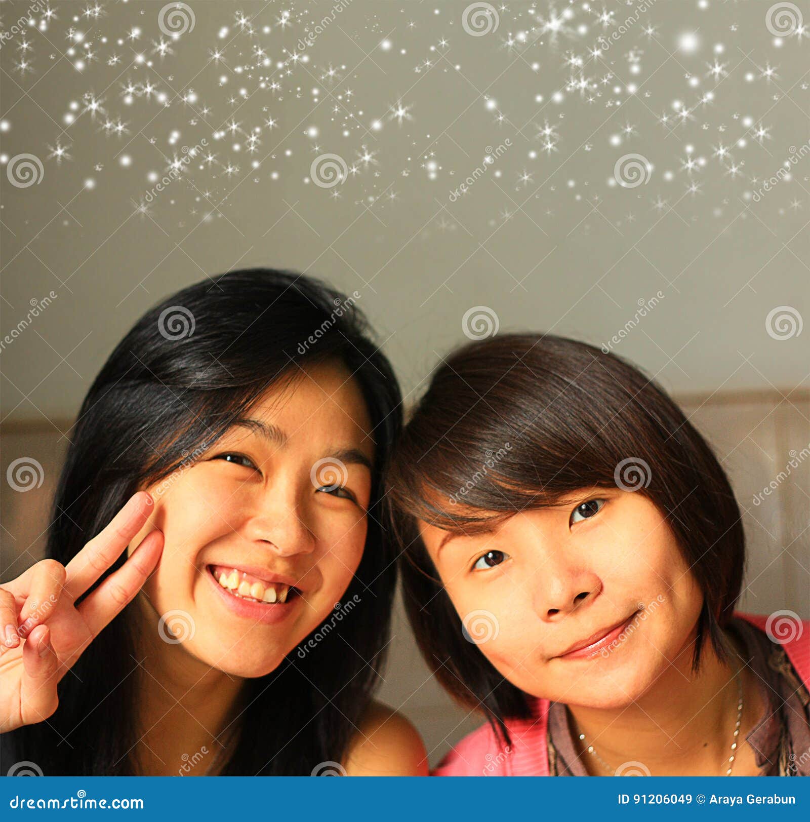 Best Asian female friends stock image. Image of happy - 91206049