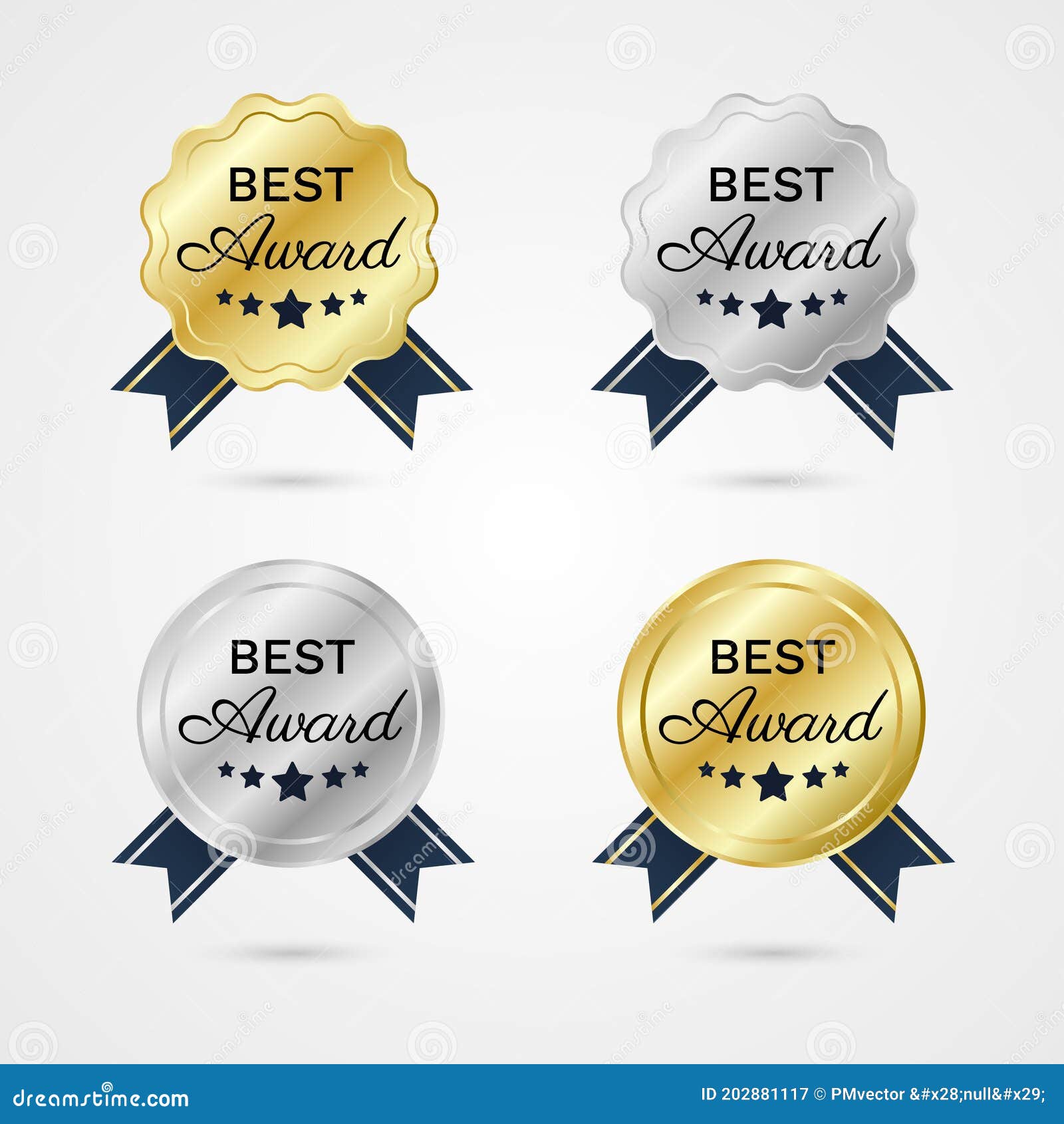 Best Award Badge Gold and Silver Logo Design Five Star Collection on ...