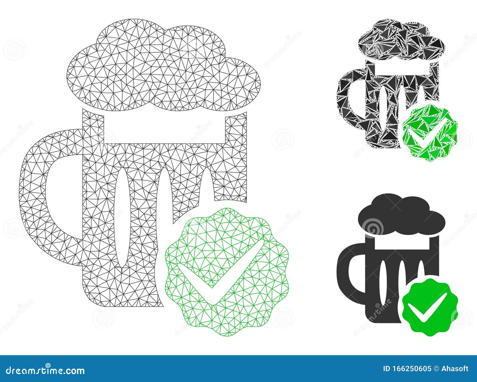 Best Beer Vector Mesh Carcass Model and Triangle Mosaic Icon Stock ...