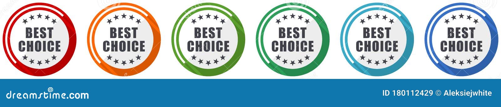 Best Choice Icon Set, Flat Design Vector Illustration in 6 Colors ...