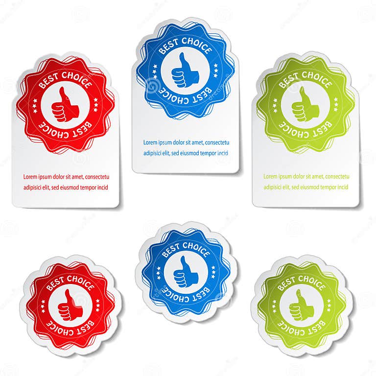 Best Choice Stickers with Gesture Hand Stock Vector - Illustration of ...