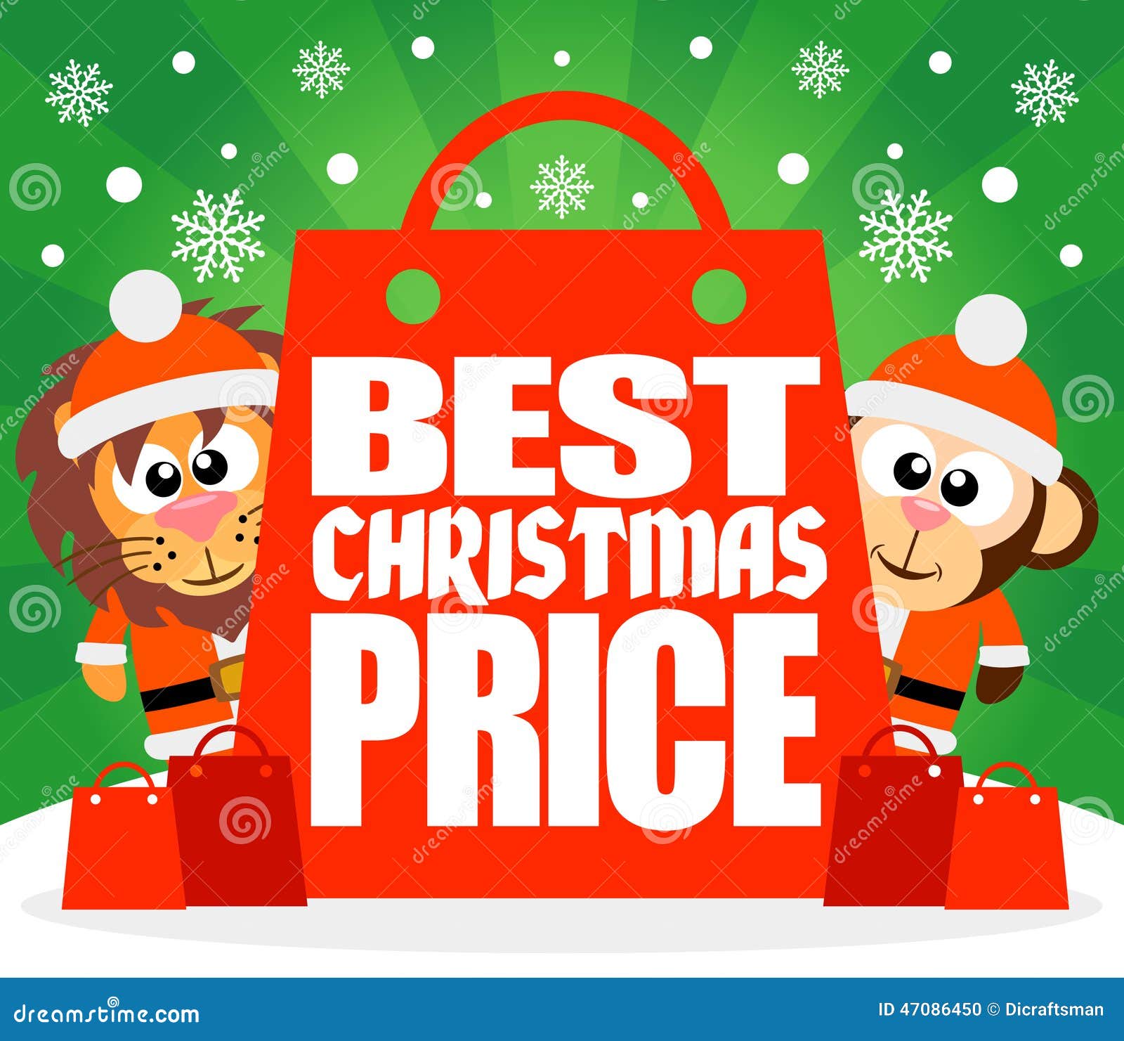 Best Christmas Price Card with Lion and Monkey Stock Vector ...