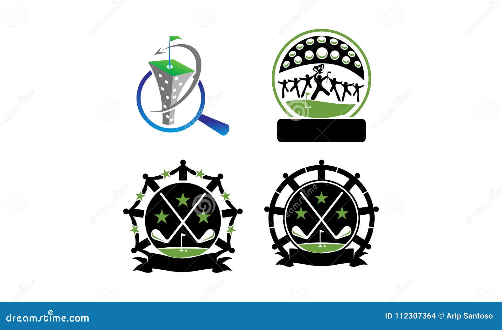 Best Course Golf Template Set Stock Vector - Illustration of golfer ...