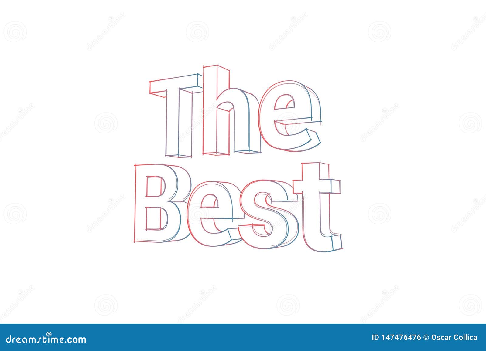 The Best - 3D Text Illustration - Words with Colored Lines Tilde and ...