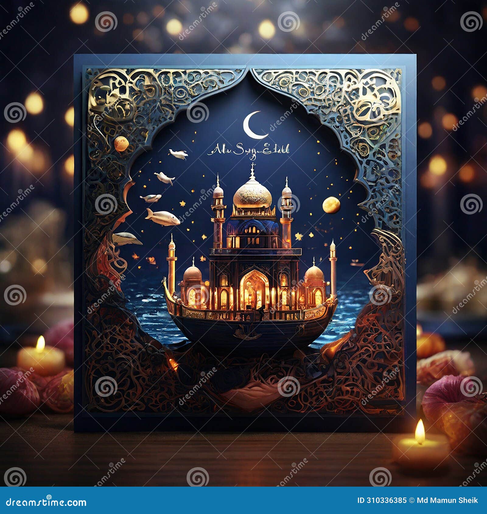 Best Eid Card design photo stock illustration. Illustration of praying ...