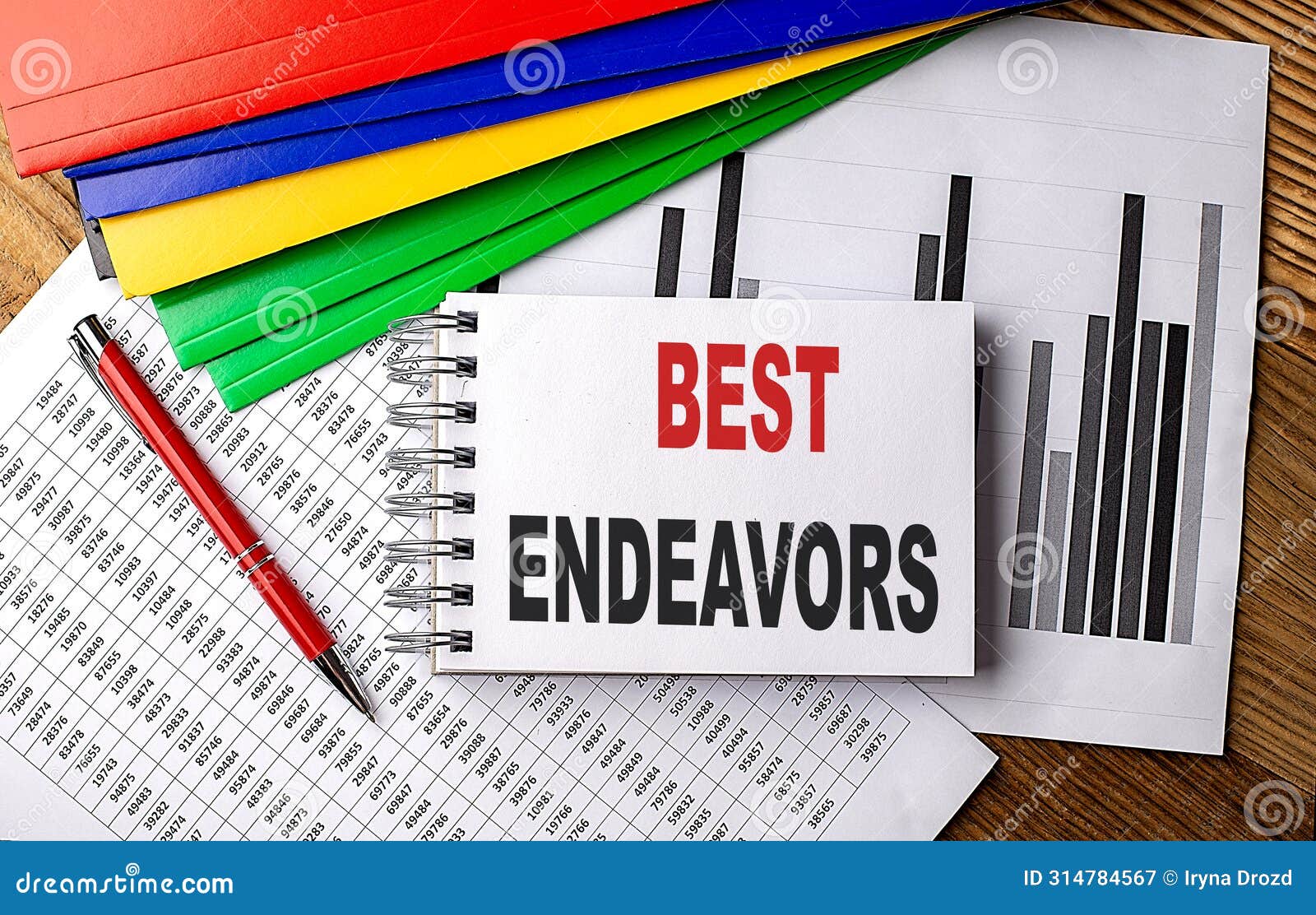 BEST ENDEAVORS Text On Notebook With Folder On Chart Royalty-Free Stock ...