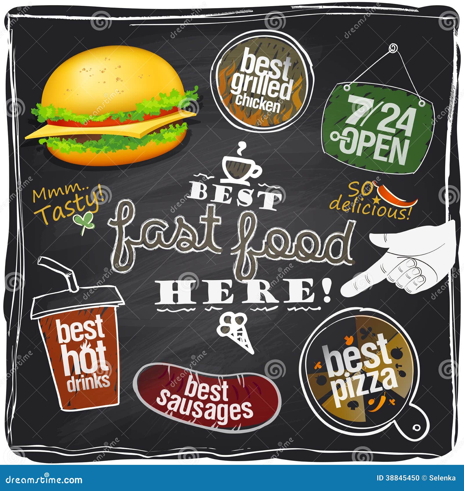 Best Fast Food Lettering With Bubble And Rays. Vector | CartoonDealer ...