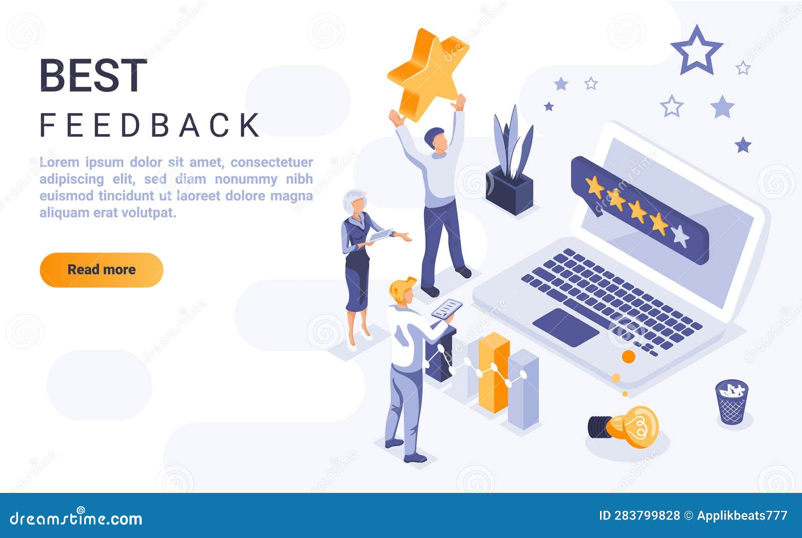 Best Feedback Landing Page Vector Template with Isometric Illustration ...