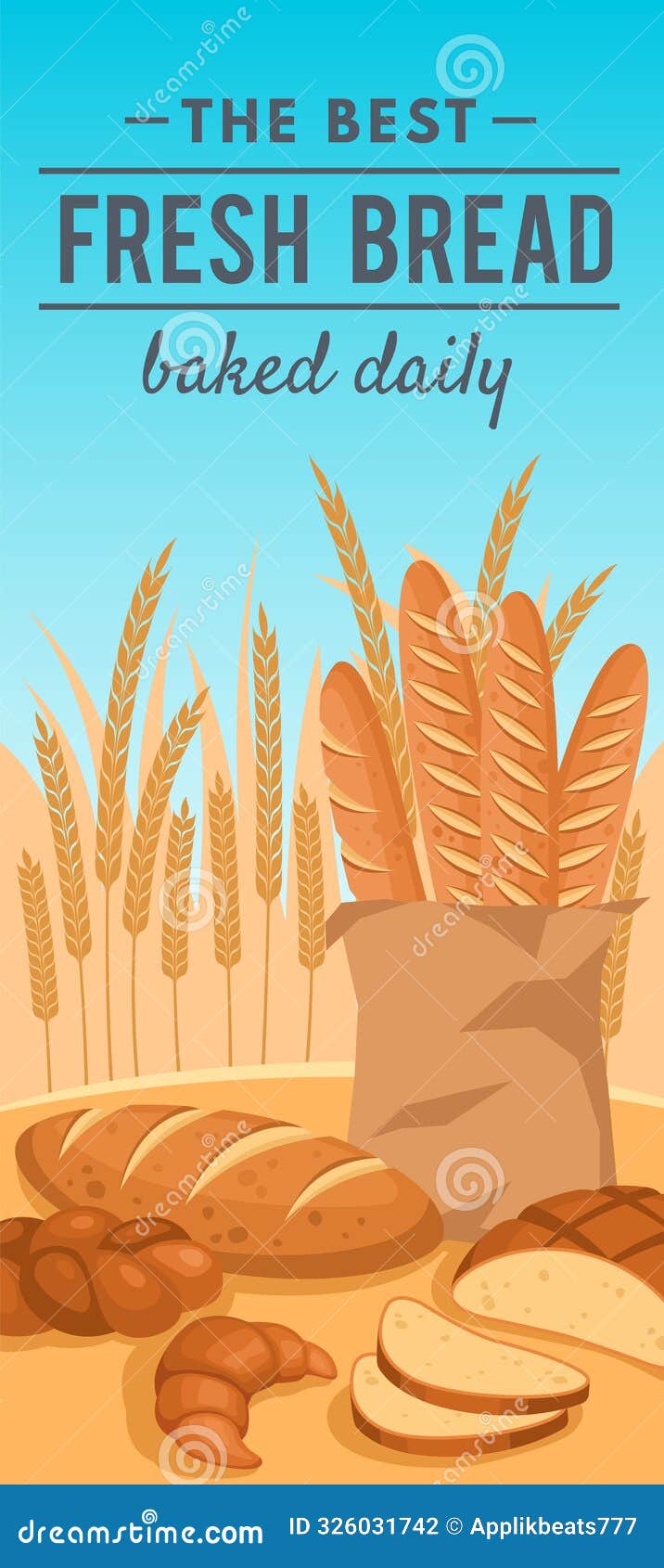 Best Fresh Bread Vertical Banner. Bakery Promo Template Stock ...