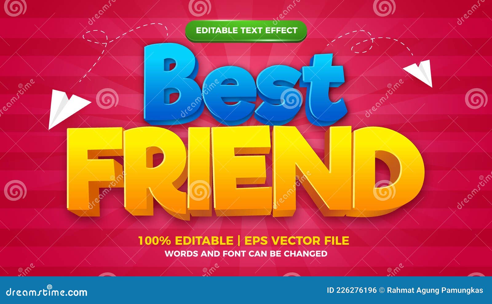 Best Friend Cartoon Comic Editable Text Effect Style Template Stock ...