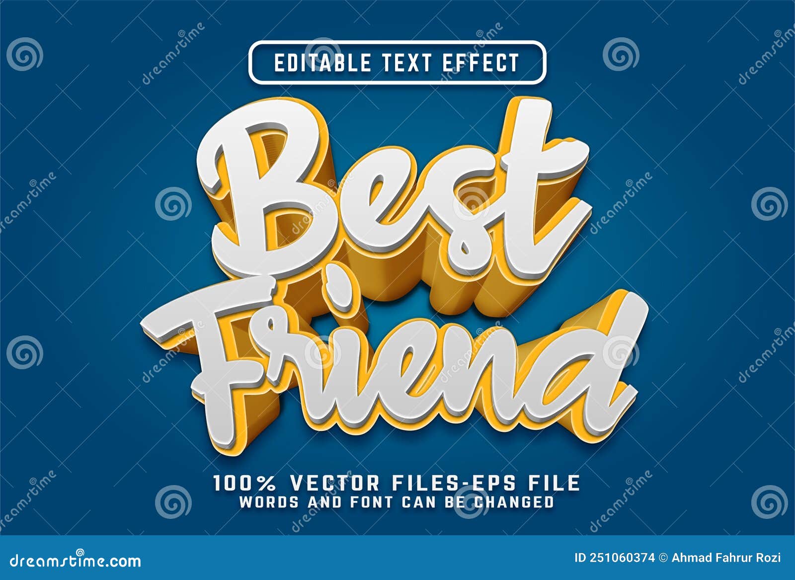 Best Friend 3d Cartoon Text Effect Premium Vector Stock Vector ...