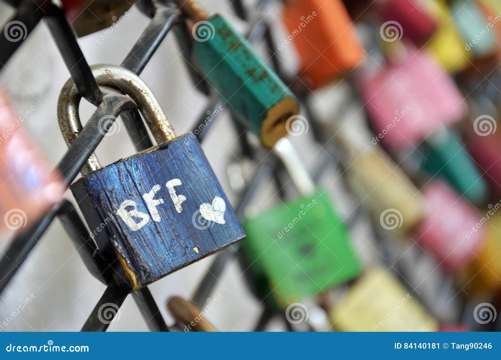 Best Friend Forever Padlocks Locked on Iron Chain Stock Image - Image ...