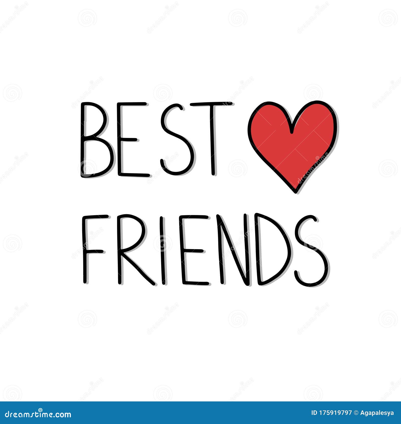 Best Friends. Handwritten Phrase on White Background. Vector Text ...
