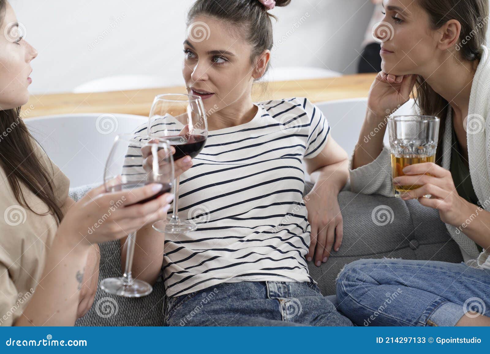 Friends Chatting and Drinking Wine Stock Image - Image of celebration ...