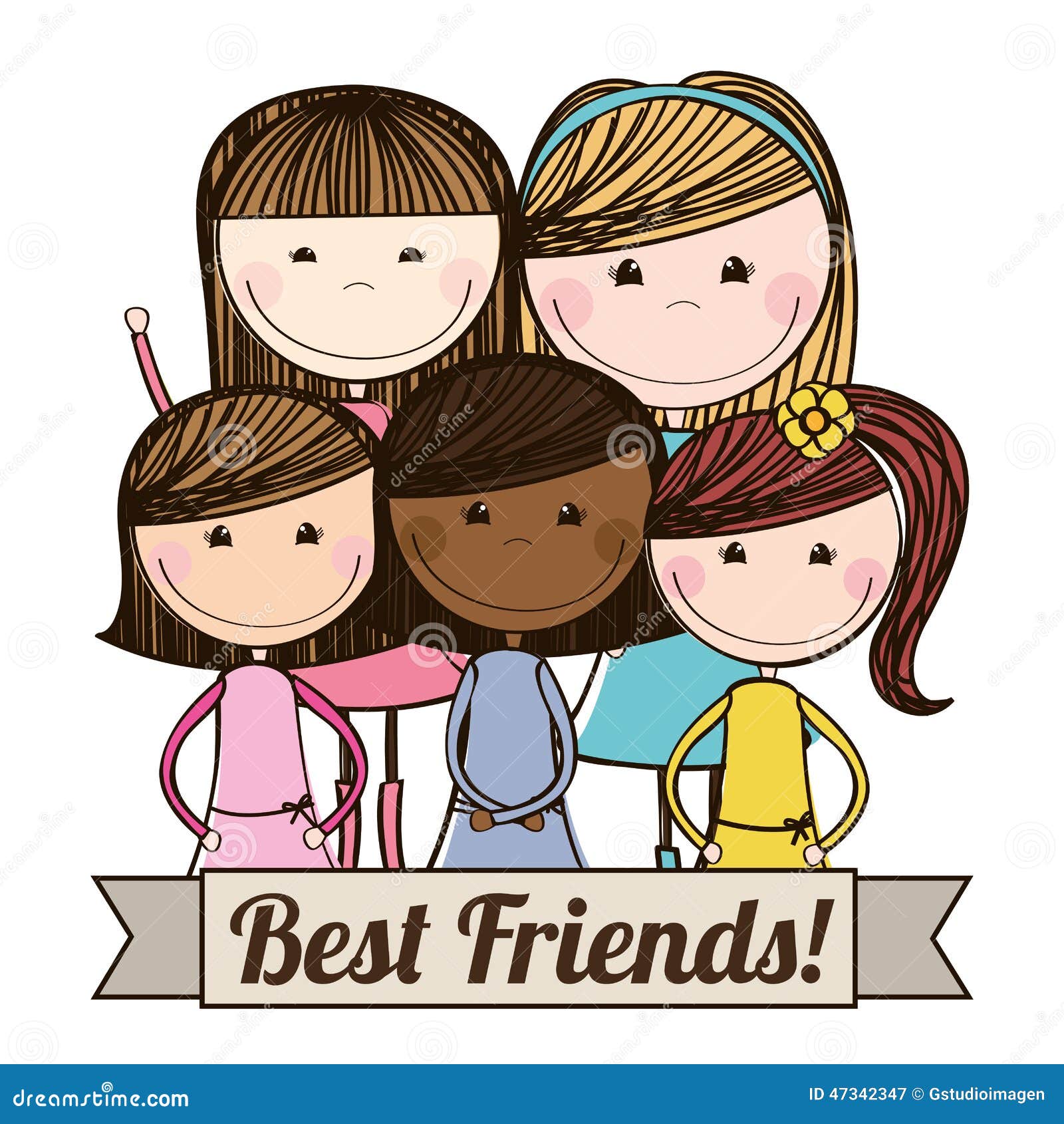 Best friends design stock vector. Illustration of hair - 47342347