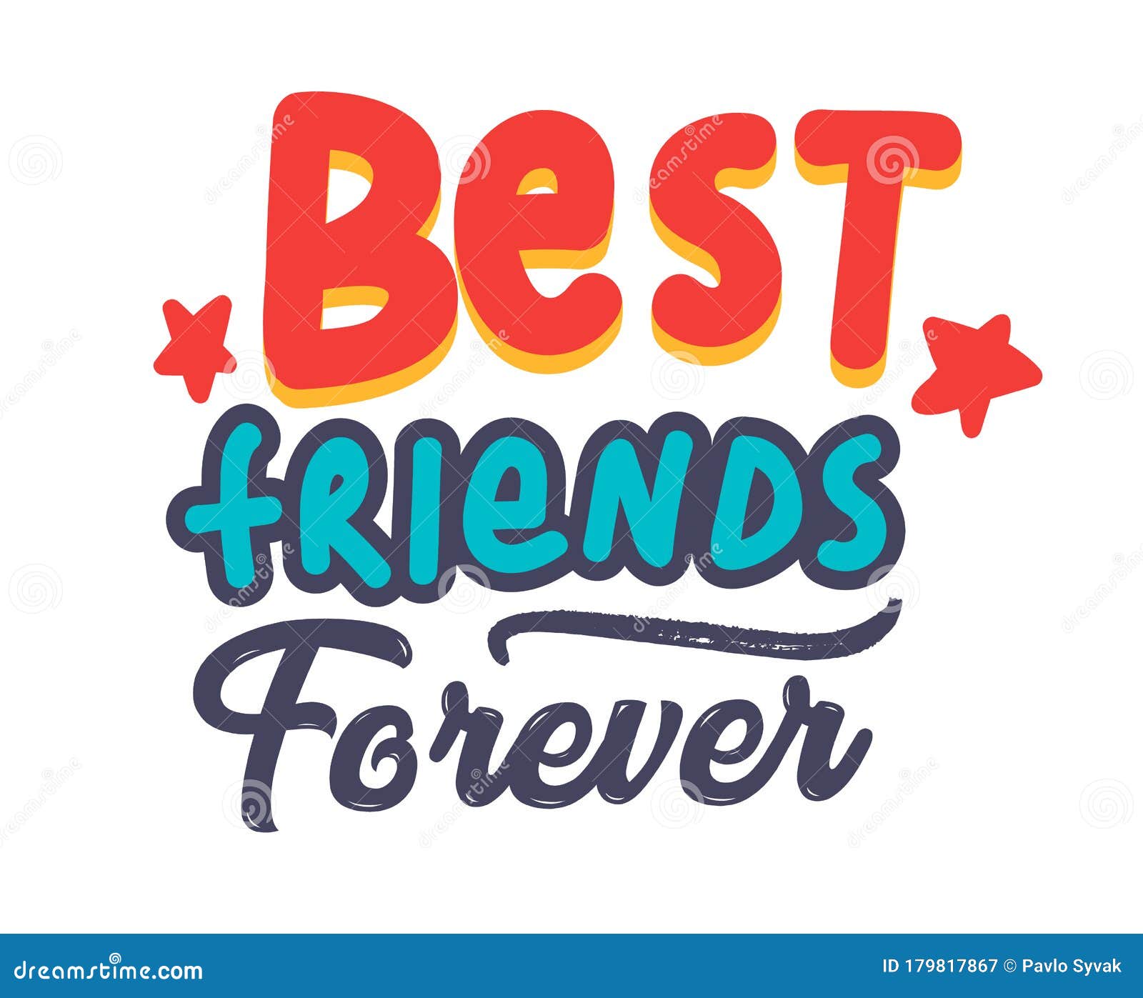 Best Friends Forever Banner Or Poster With Typography Bff Concept For