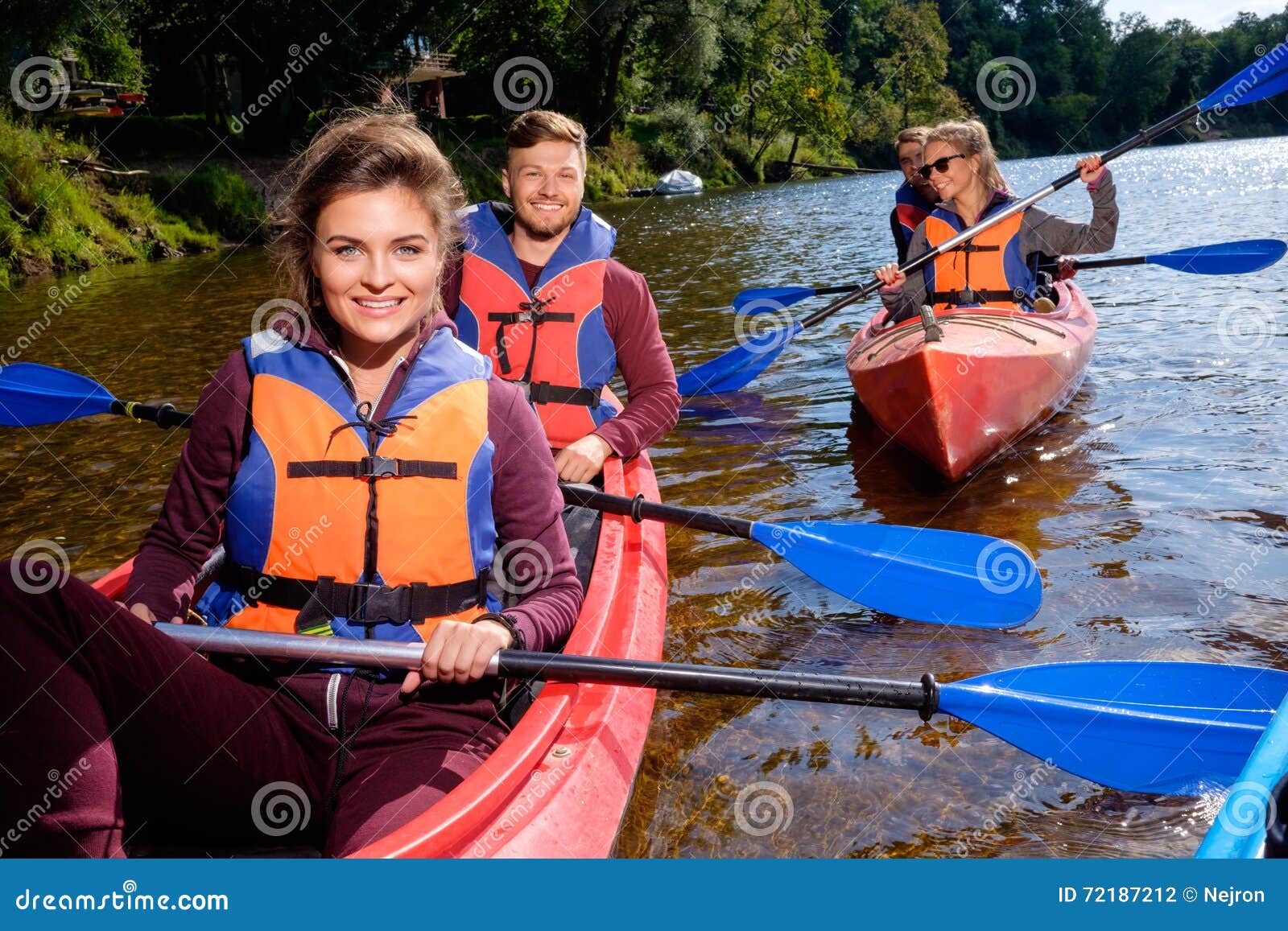 Best Friends Having Fun on a Kayaks Stock Photo - Image of friendship ...