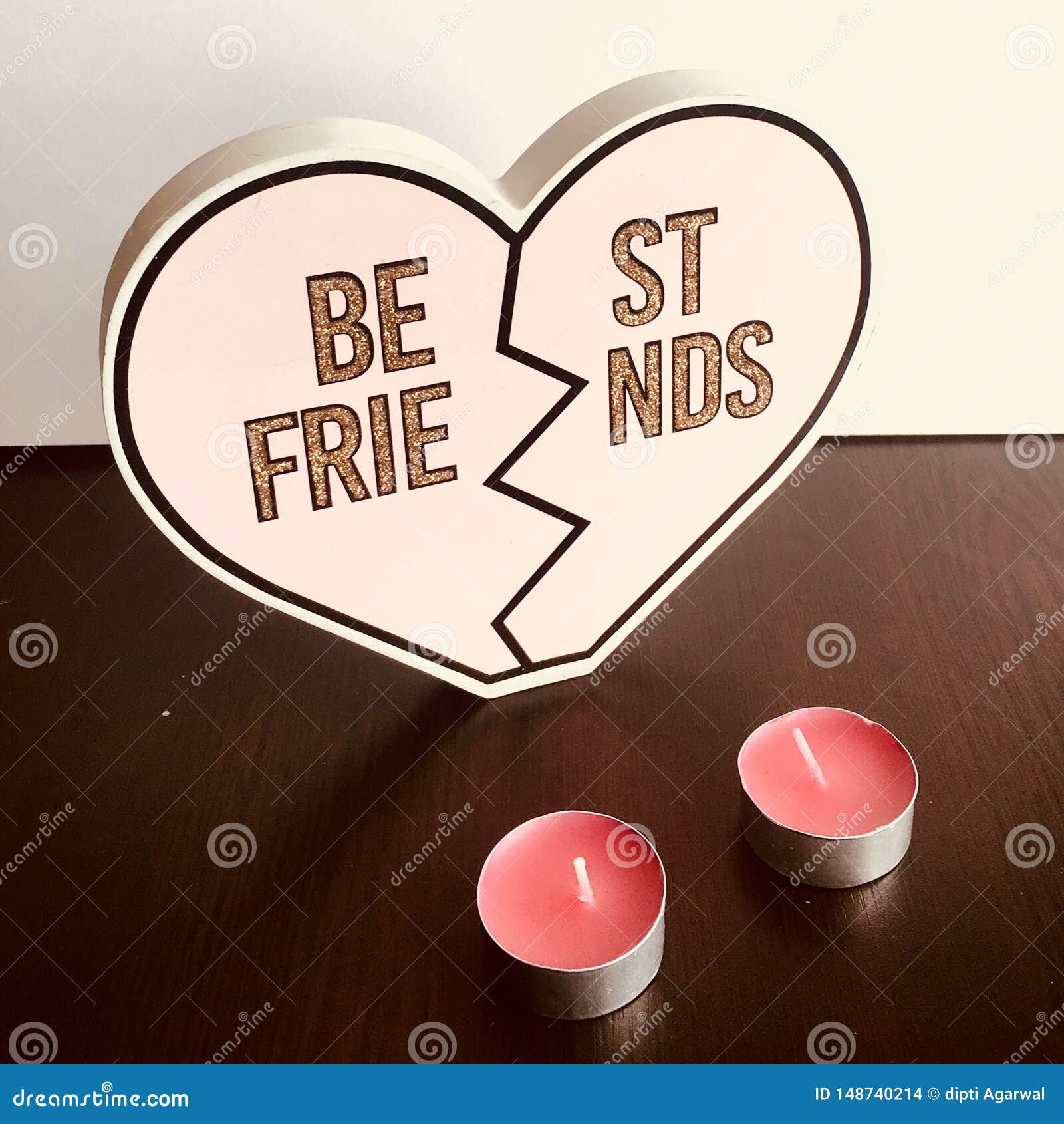 Best Friends Heart Shape Cutout with Tea Lights Stock Photo - Image of ...