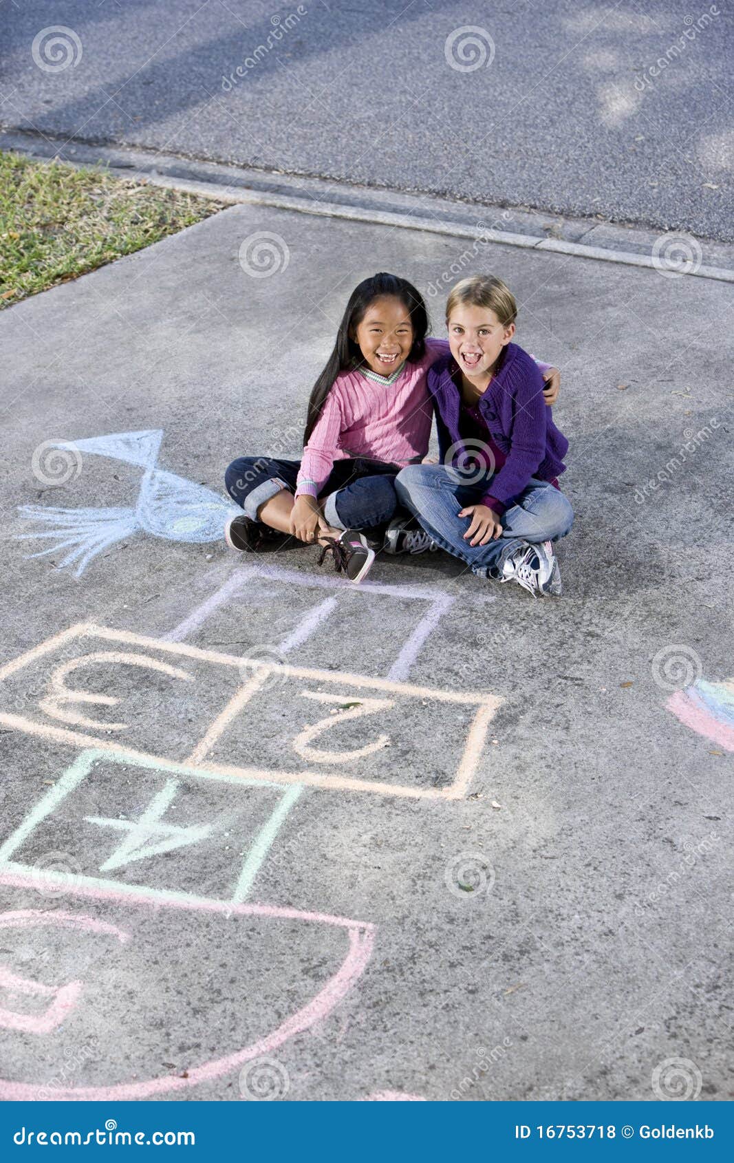 Best Friends Playing Together on Driveway Stock Photo - Image of ...