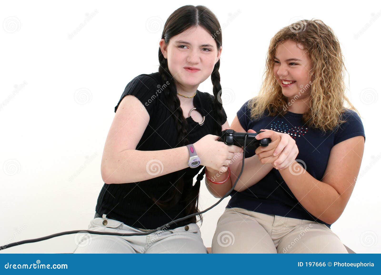 Best Friends Playing Video Games Together Stock Photo - Image of teen ...
