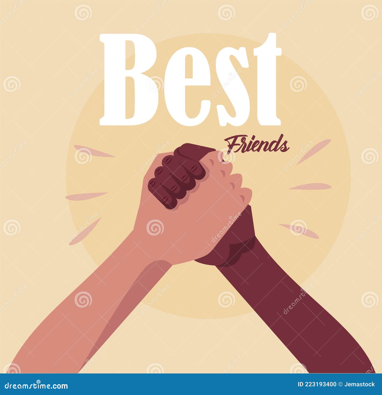 Best friends postcard stock vector. Illustration of handshake - 223193400