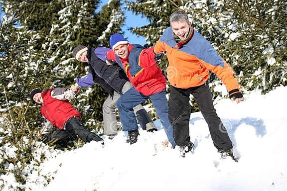 Best Friends Pull Each Other Stock Photo - Image of active, slippery ...