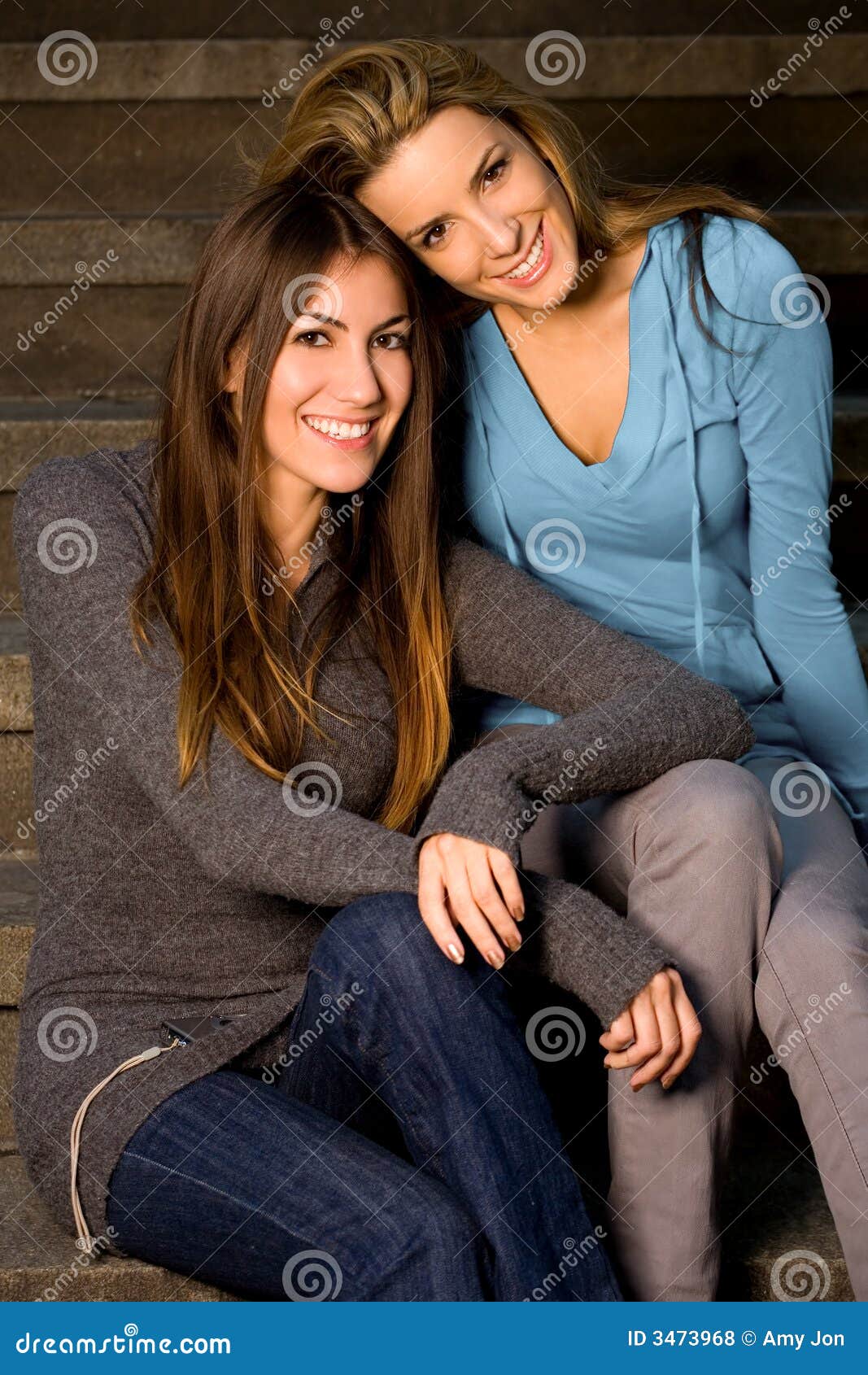 Best Friends Sitting on Steps Stock Photo - Image of pretty, caucasian ...