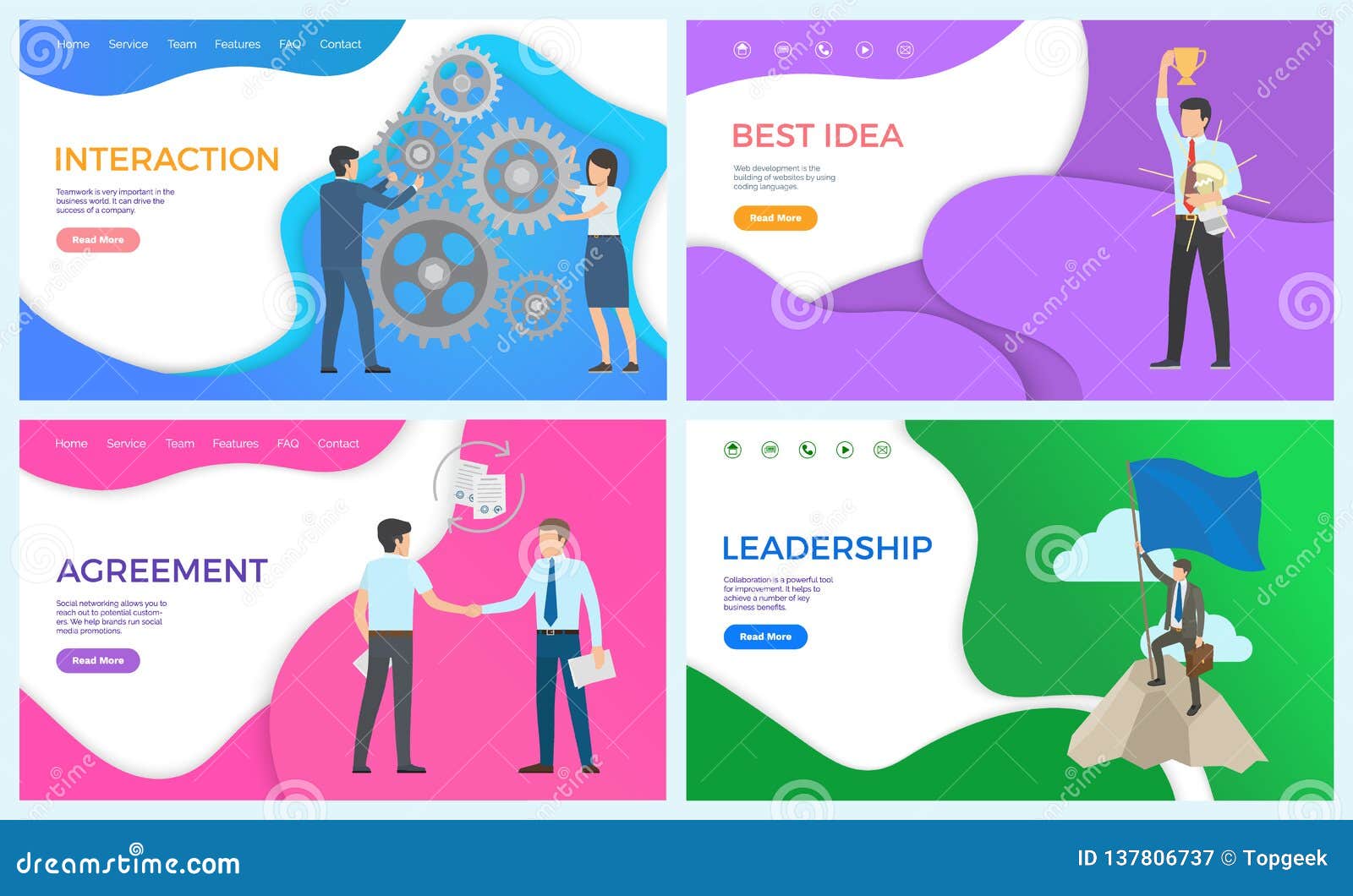 Best Idea of Businessman Leadership Posters Set Stock Vector ...